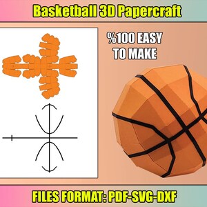 Basketball 3D Papercraft, Basketball Template SVG, Low Poly Basketball ...