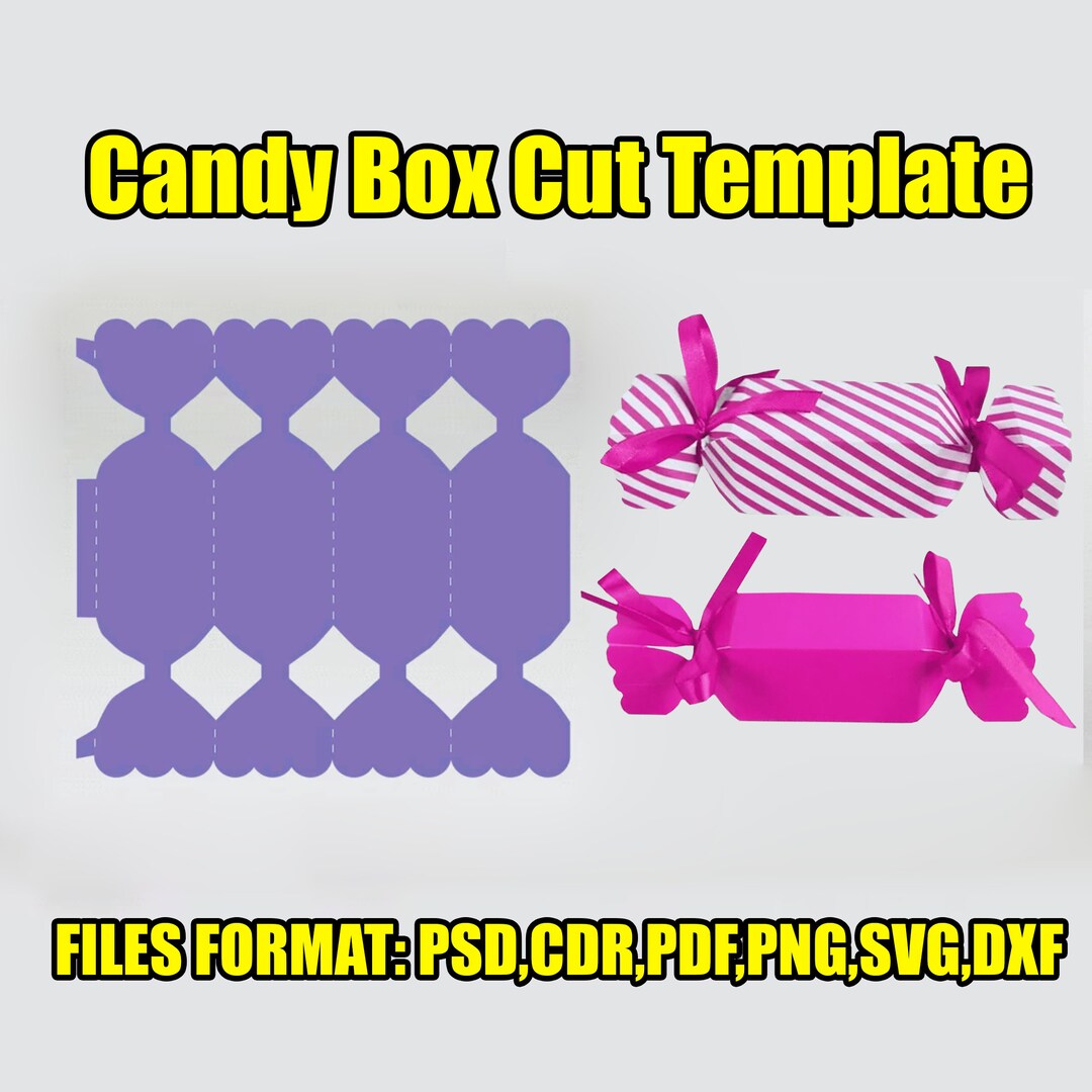 Candy Box Template Cut, Candy Shaped Box Svg, Candy Gift Box Template ...