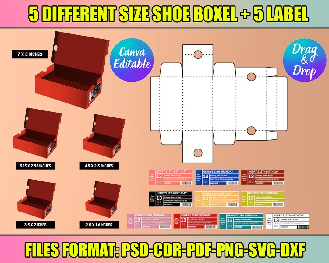 Shoe Box Template SVG, Shoe Box Svg, Sneaker Box Template, Shoe Box ...