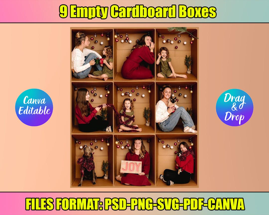 Cardboard 9 Box Photography Template, Collage for in the Box ...