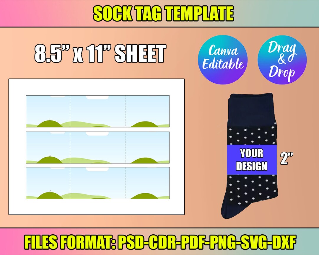 Sock Tag, Sock Wrapper Template SVG, Sock Gift Tag Template, SVG, DXF ...