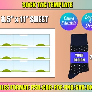Sock Tag, Sock Wrapper Template SVG, Sock Gift Tag Template, SVG, DXF ...