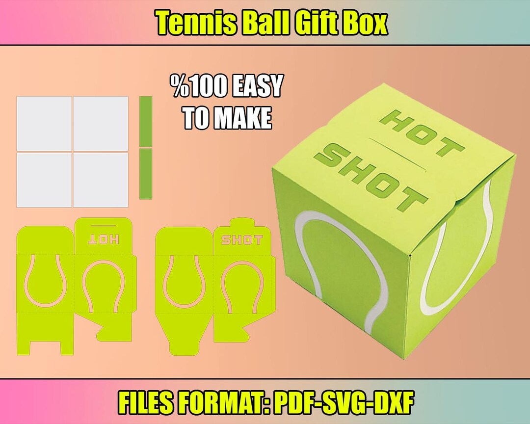 Tennis Ball Gift Box SVG, Tennis Ball Box Template, Favor Box SVG ...