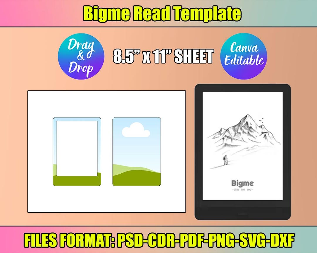 Bigme Read Template, Paperwhite Template, Paperwhite Sublimation, E ...