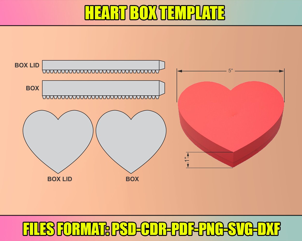 Heart Box Svg, Heart Box Template, Heart Box Die Cut, Box Svg, Party ...