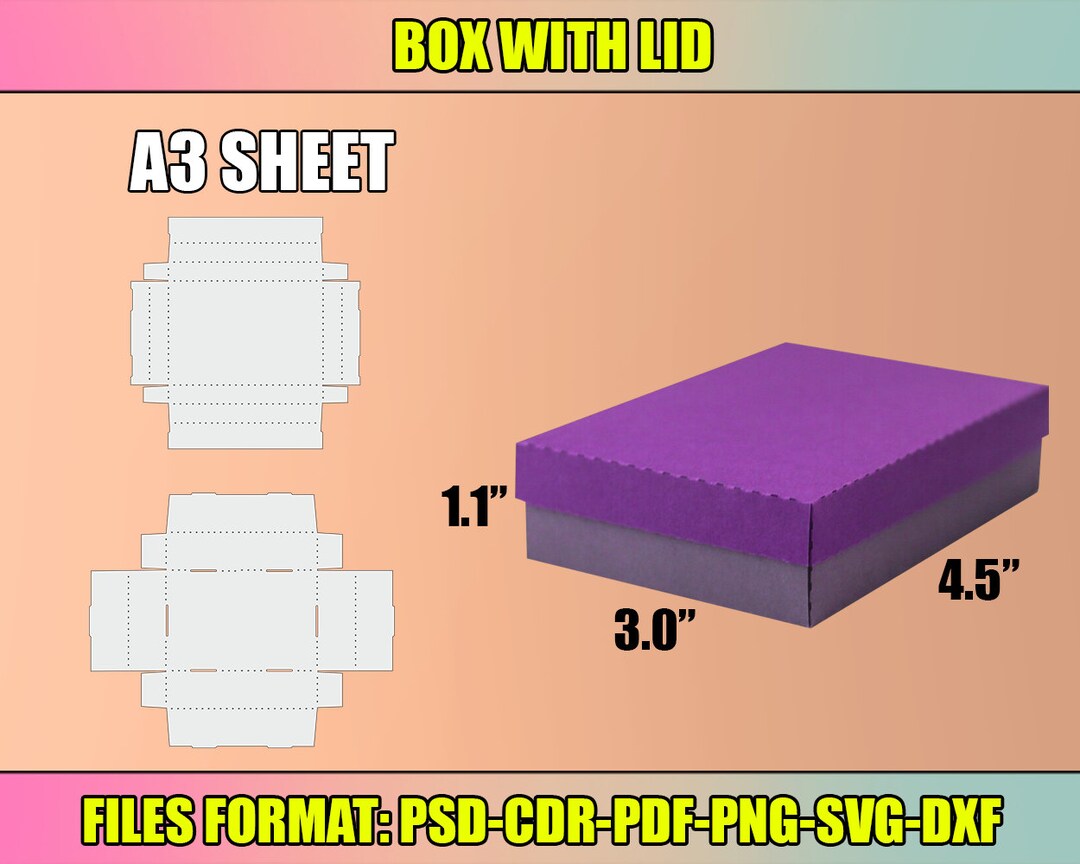 Box With Lid SVG Template, Gift Box Template, Box With Lid SVG, Box ...