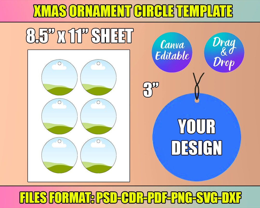 3inch Circle Tag Template, Thank You Tag Template, Ornament Template ...