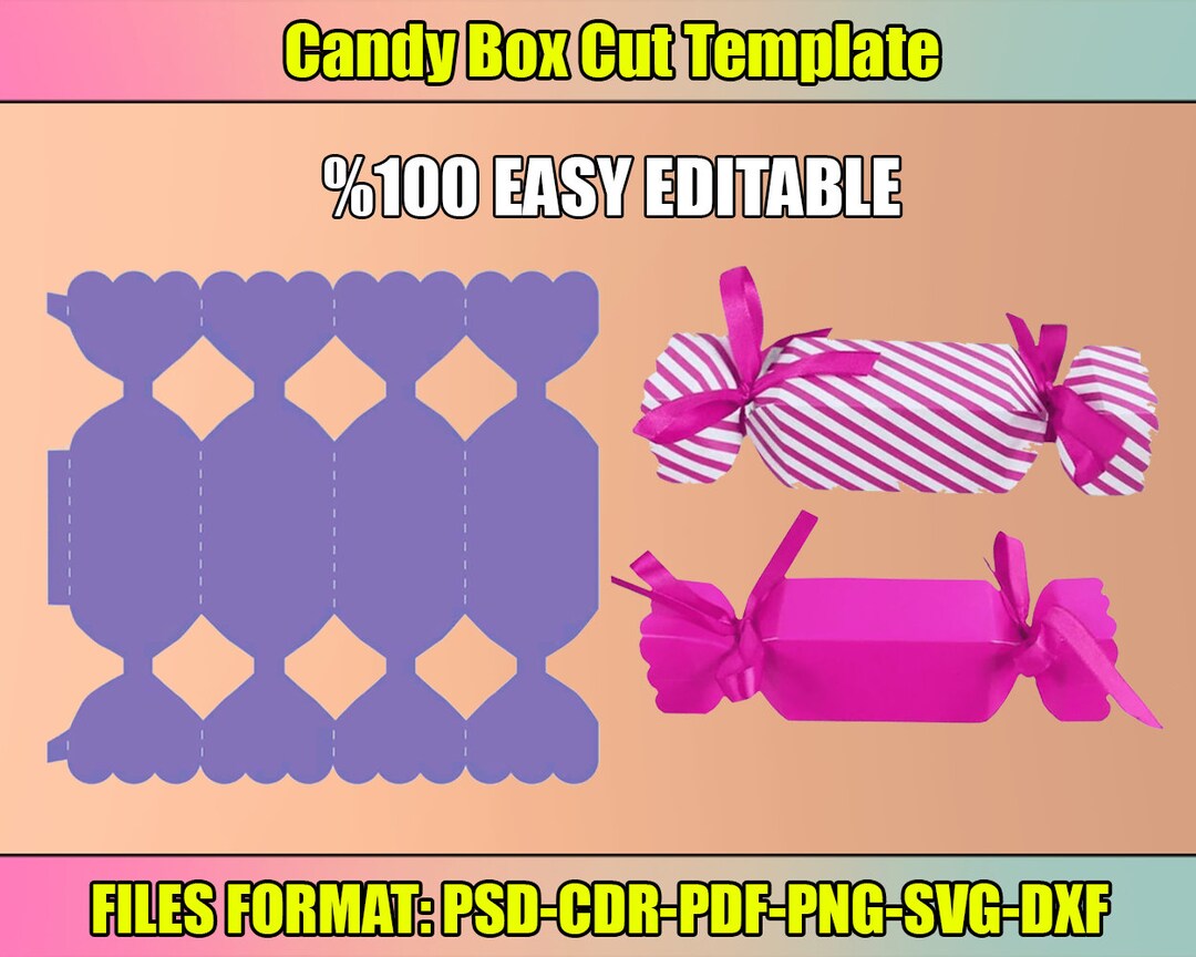 Candy Box Template Cut, Candy Shaped Box Svg, Candy Gift Box Template ...