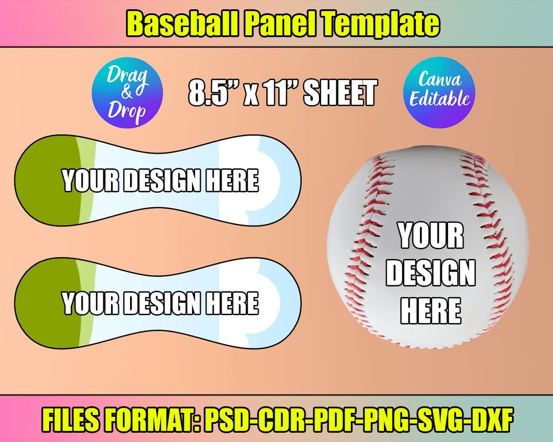 Baseball Panel Template, Canva Editable, Custom Ball Wrap, DIY ...