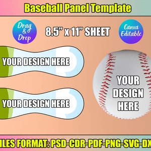 Baseball Panel Template, Canva Editable, Custom Ball Wrap, DIY ...