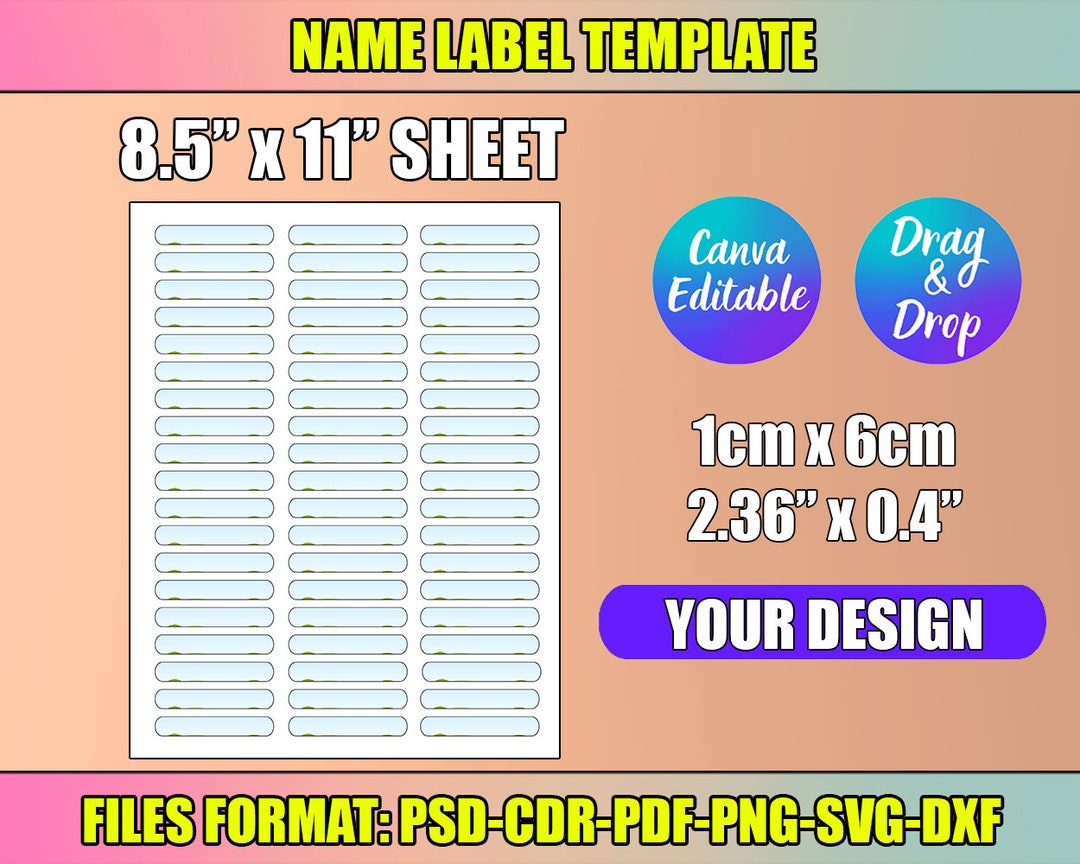 PENCIL Name Label Template, Ped Label, Circe Label Template, Canva ...