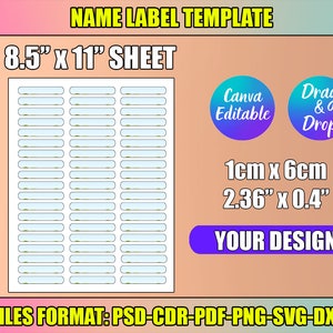 PENCIL Name Label Template, Ped Label, Circe Label Template, Canva ...
