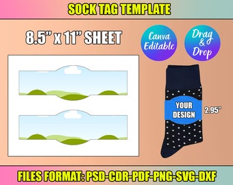 Sock Tag, Sock Wrapper Template SVG, Sock Gift Tag Template, SVG, DXF ...