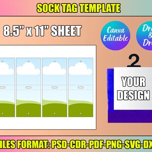 Sock Tag, Gift Tag Template, SVG, DXF, Canva Editable, Png, Psd ...