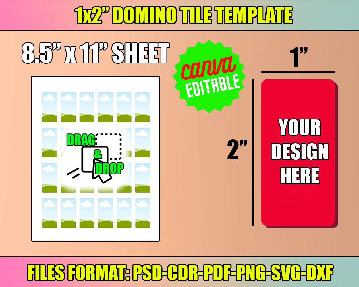 Domino Tile Template Svg, Round Corner Domino Tile Template, Canva ...