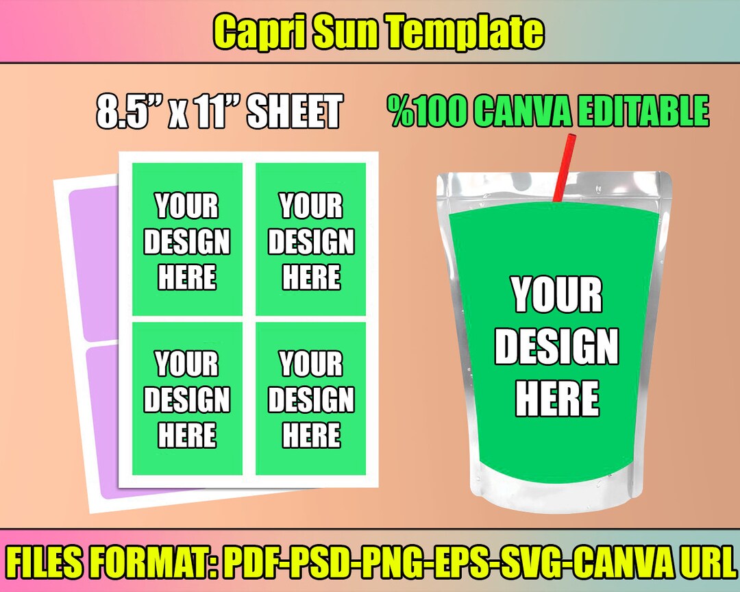 Caprisun Template, Capri Sun Labels Printed, Caprisun Png, Birthday ...