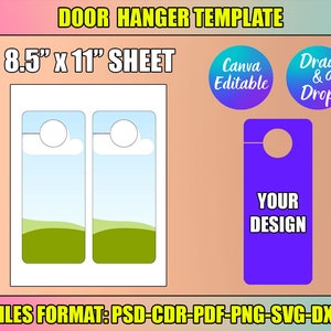 Door Hanger Template, Door Hanger Svg, Canva Editable, PSD, PNG, SVG ...