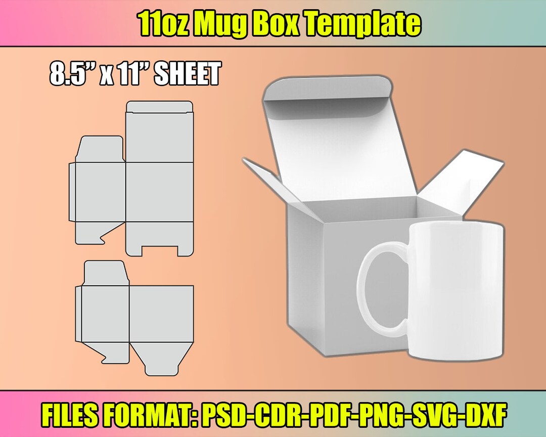 11oz Mug Box Template, Mux Box Svg, Cut Files, 11oz Mug Gift Box Svg ...