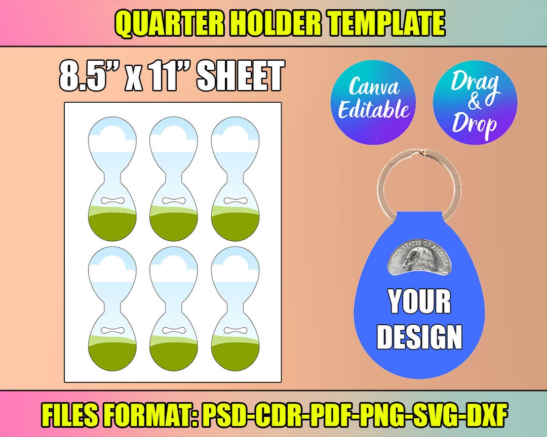 Coin Holder, Quarter Holder Template, SVG, DXF, Canva Editable, Png ...