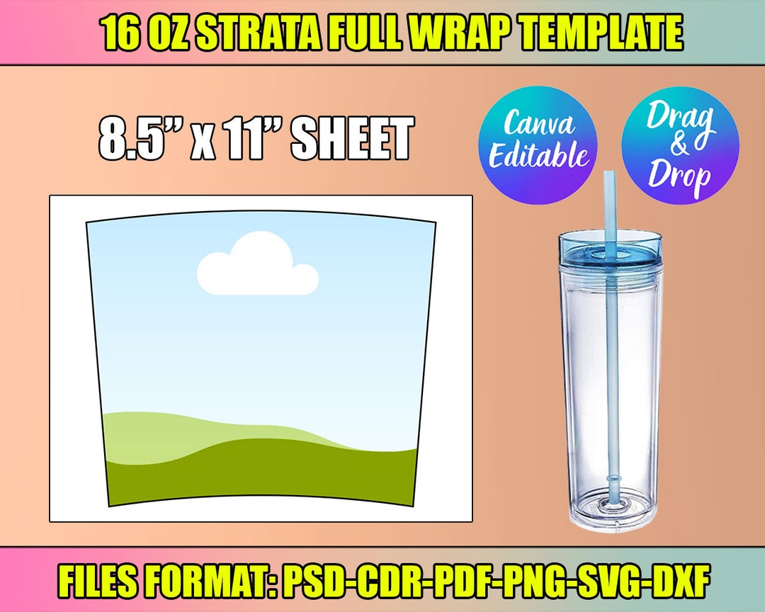 16 Oz Strata Wrap Template, Strata Wrap Template Svg, Strata Tumbler ...
