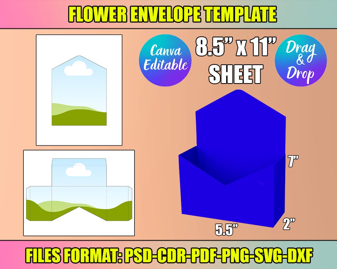 Flower Envelope Template, Flower Envelope Box Template, Blank Template ...