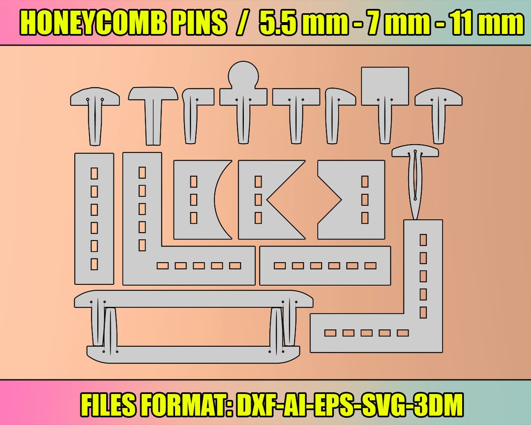 Glowforge Pins Bundle, Honeycomb Pins Svg, Crumb Tray Pin, Laser Cut ...