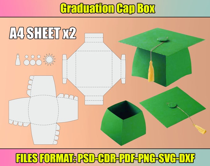 3D Graduation Cap Gift Box, Graduation Cap Box Template, Graduation Hat ...