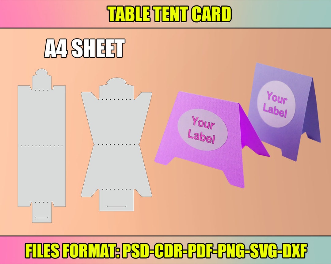 Table Tent Card SVG Template, Place Card Template, Food Cart Template, Cricut, Silhouette Cut ...
