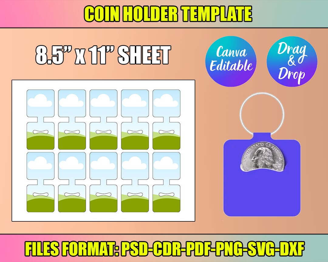 Coin Holder, Quarter Holder Template, Canva Editable, SVG, DXF, Png ...