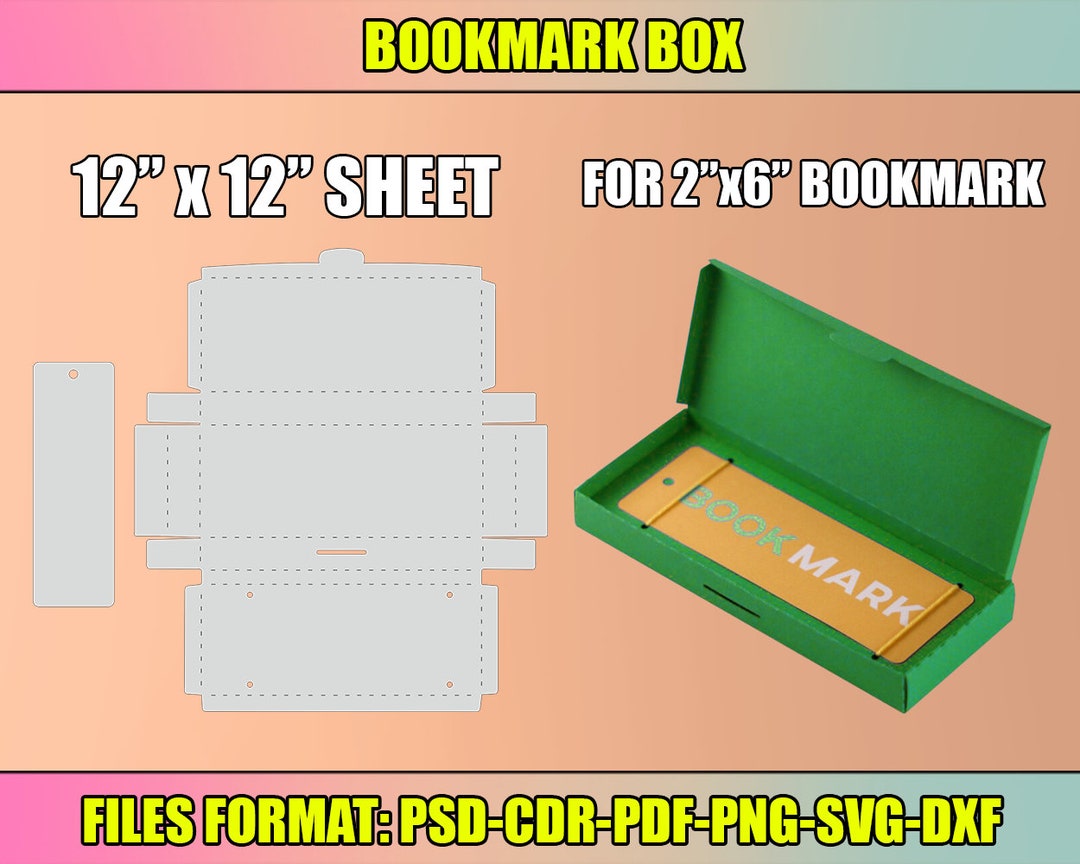 Bookmark Box Template, Bookmark Holder Template, Bookmark Box SVG DXF ...