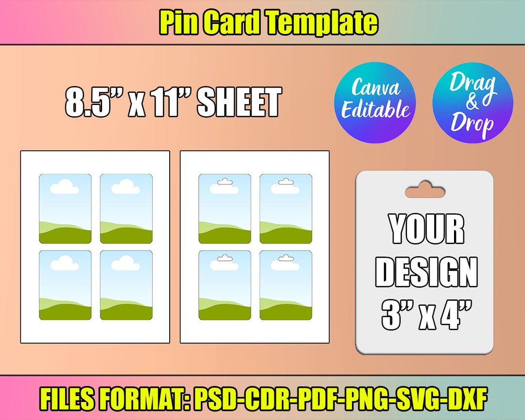 Enamel Pin Display Card Template, Keychain Display Card Template, SVG ...