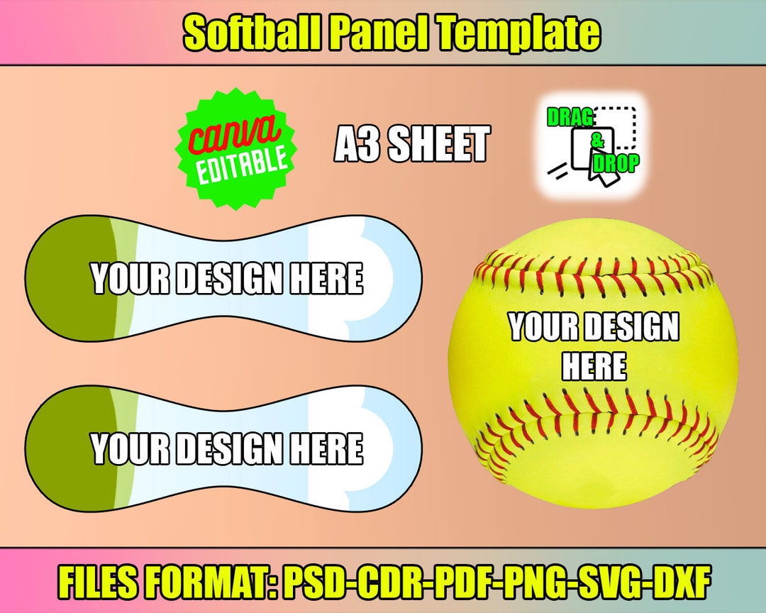 Softball Panel Template, Canva Editable, Custom Ball Wrap, DIY ...
