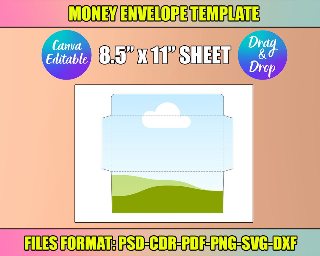 Money Envelope Template, PSD, PNG, SVG, Canva Editable, Dxf, Silhouette ...