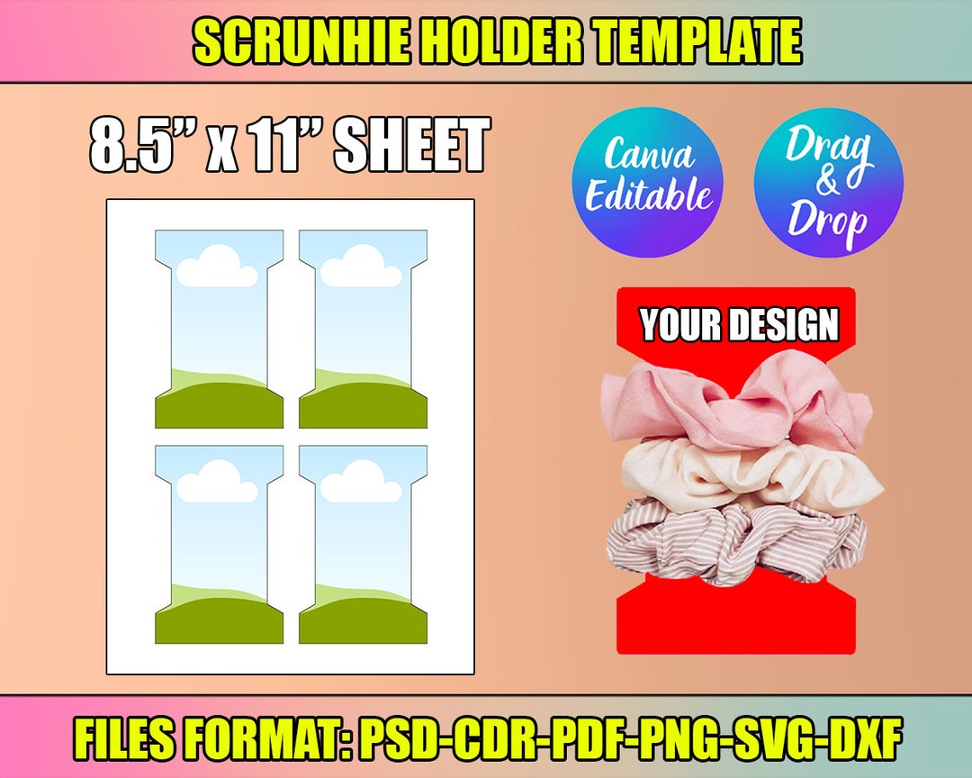 Scrunchie Display Card Template SVG, Canva Editable, DXF, Png, Psd ...