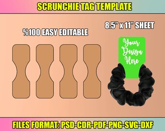 Scrunchie Tag Template, Editable Canva, Scrunchie Holder Template ...