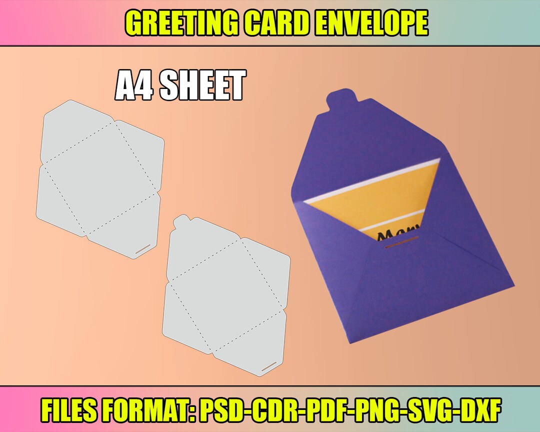 Greeting Card Envelope SVG Template, 5x5 Greeting Card Envelope, Cricut ...