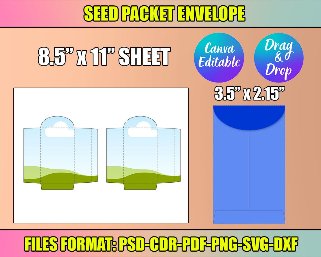 Fancy Seed Packet Template, Canva Editable, PSD, PNG, SVG, Dxf ...