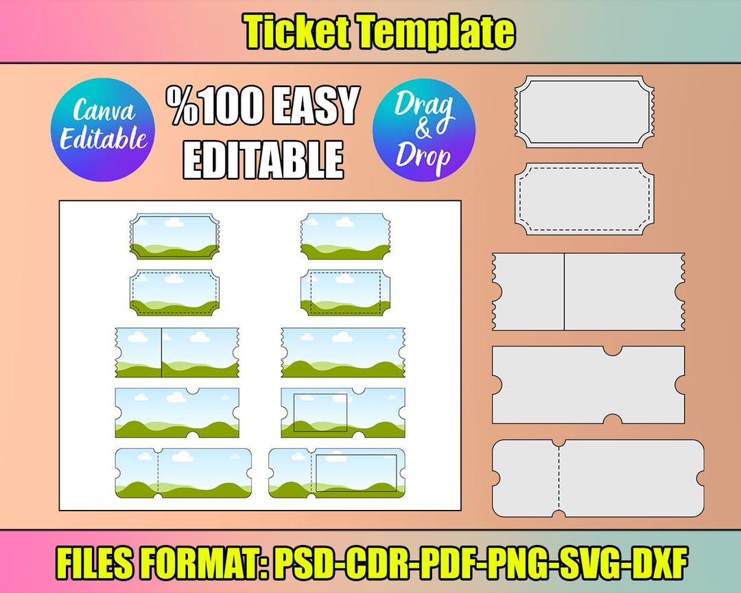 Ticket SVG Ticket Template Svg Empty Event Ticket Coupon Cut File ...