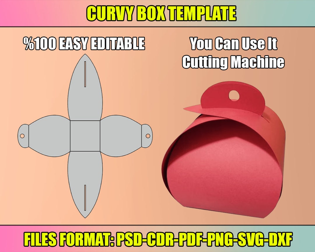 Curvy Box Template Svg, Curved Treat Box Svg, Box Template Svg for ...