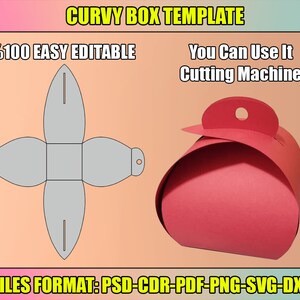 Curvy Box Template Svg, Curved Treat Box Svg, Box Template Svg for ...