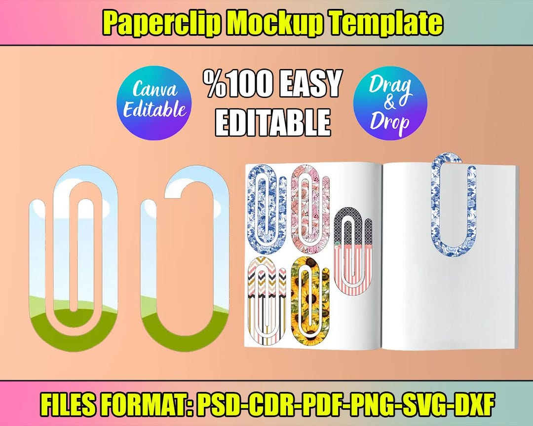 Paperclip Mockup, Canva Paperclip Mockup Design, Creative Gift for ...