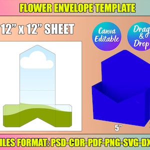Flower Envelope Template, Flower Envelope Box Template, Blank Template ...