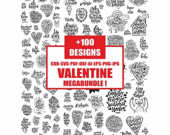VALENTINE MEGA BUNDLE, 100 Designs, Valentine Art Bundle, Valentines ...