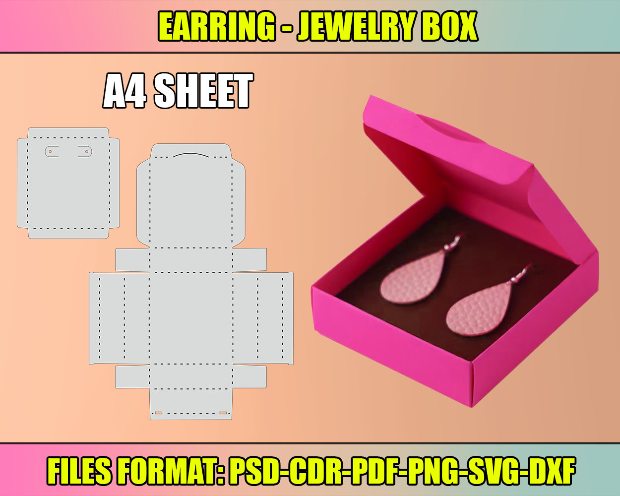 Earring Box SVG Template, Jewelry Box Template, Cricut Cut Files ...