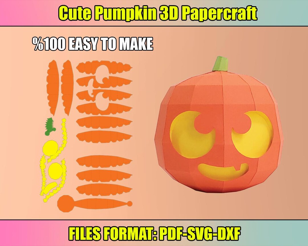 Pumpkin 3D Papercraft, Halloween Pumpkin Template, Low Poly Pumpkin and ...