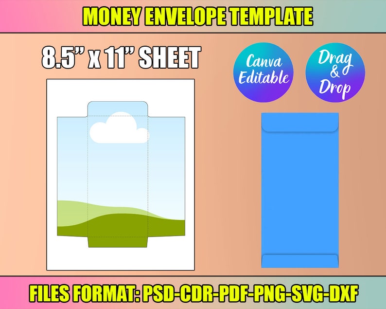 Money Envelope Template, Case Envelope Cut File, Canva Editable, SVG ...