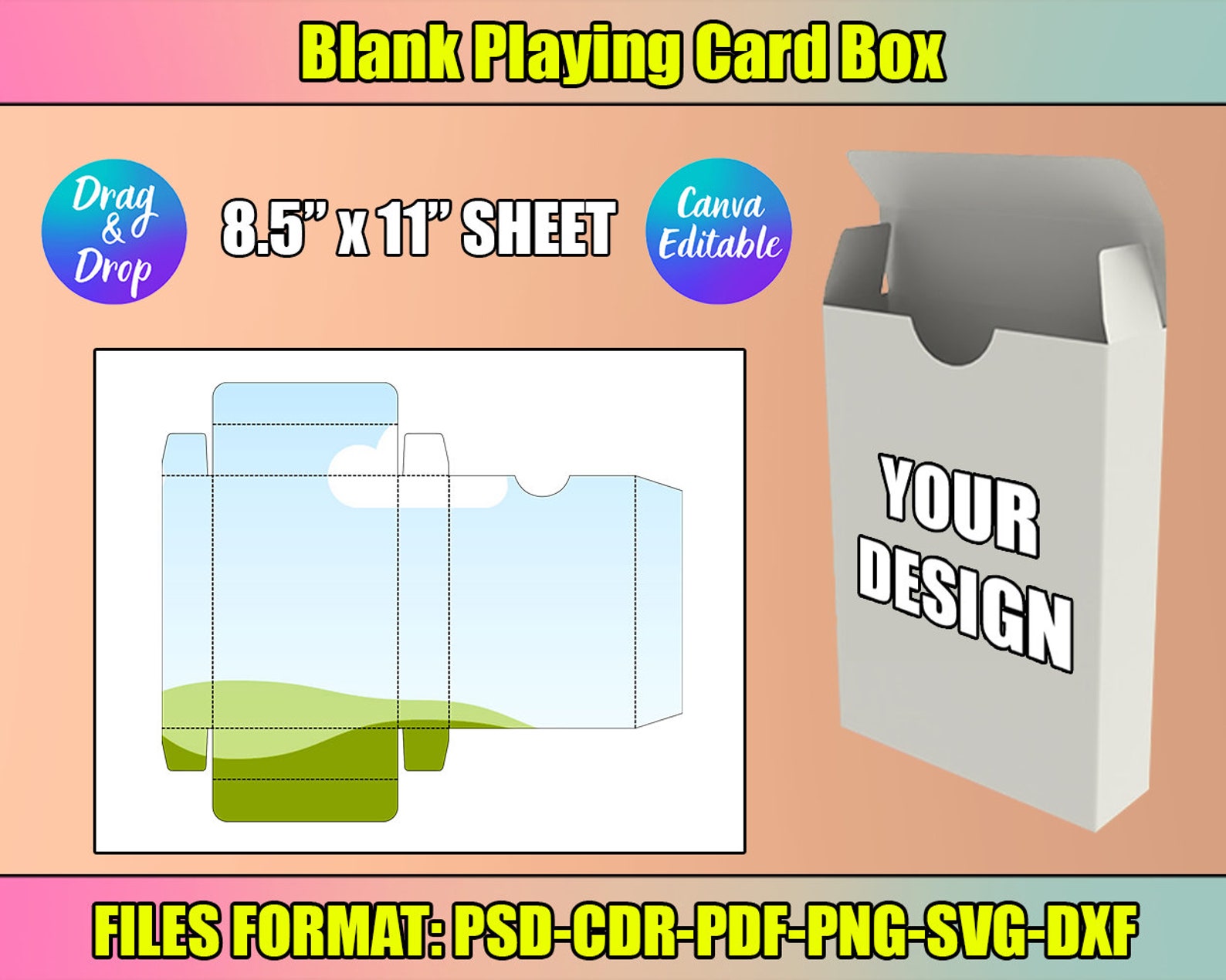 Blank Playing Card Box Template Svg, Poker Card Box Template, Cut Files ...