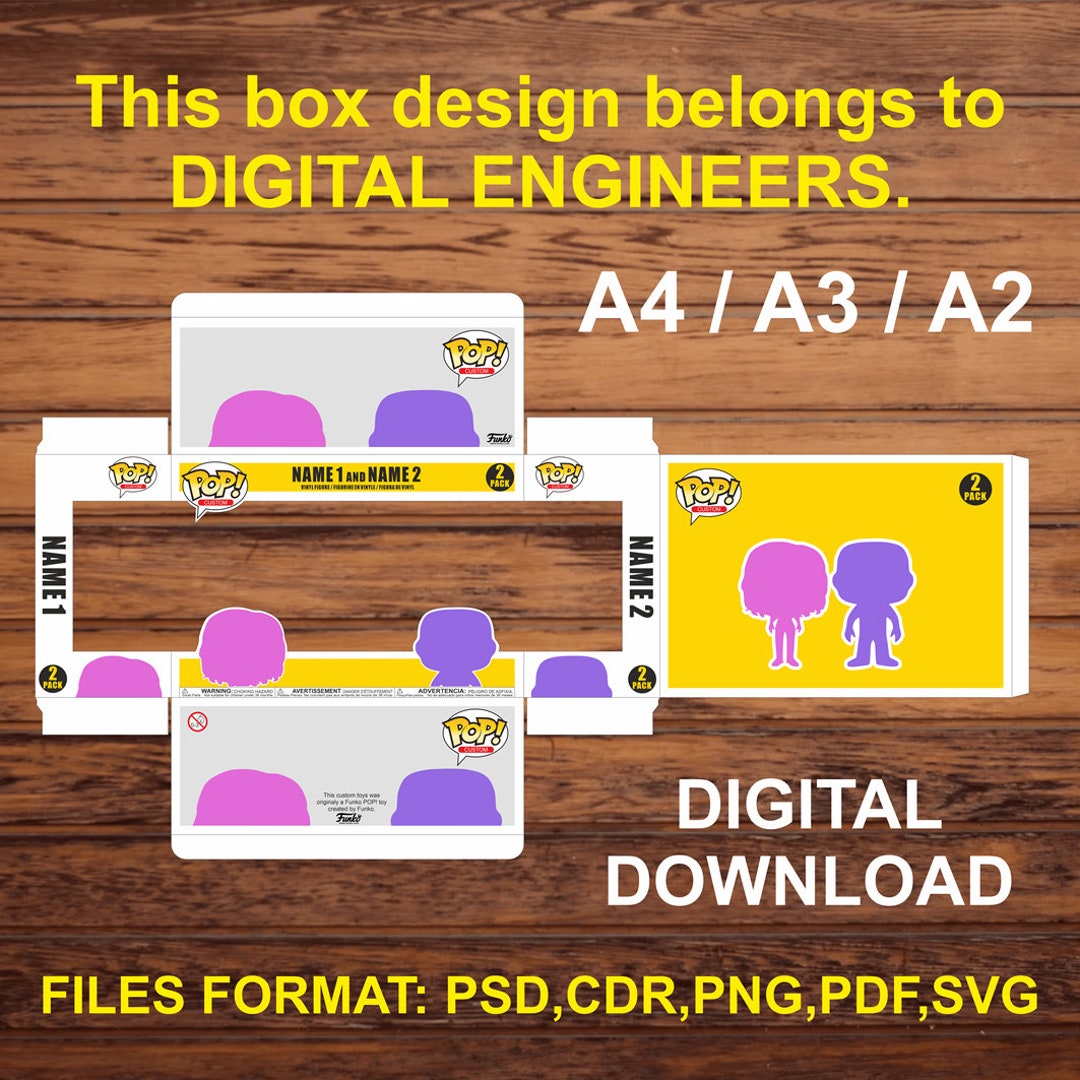 Funko Pop Vinyl Custom Box Template 2 Pack. Editable Digital Download ...