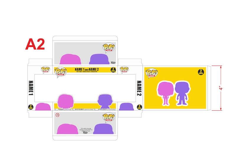 Funko Pop Vinyl Custom Box Template 2 Pack. Editable Digital Download PSD File A4, A3, A2 - Etsy