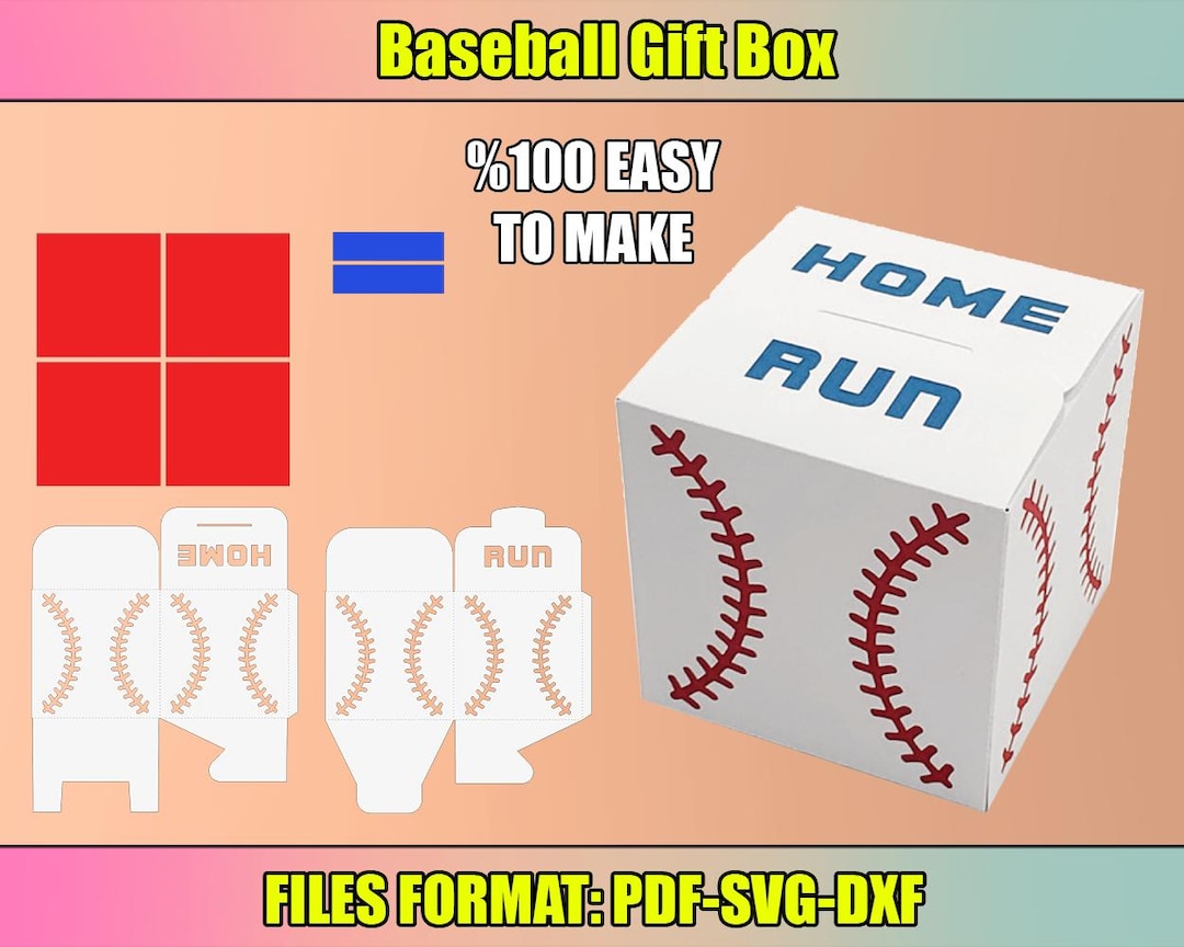 Baseball Gift Box SVG, Baseball Box Template, Favor Box SVG, Cricut Cut ...